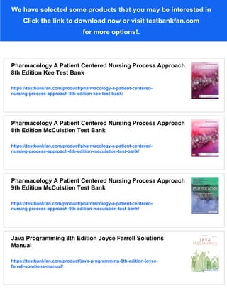 Pharmacology A Nursing Process Approach 7th Edition Kee Test Bank | PDF