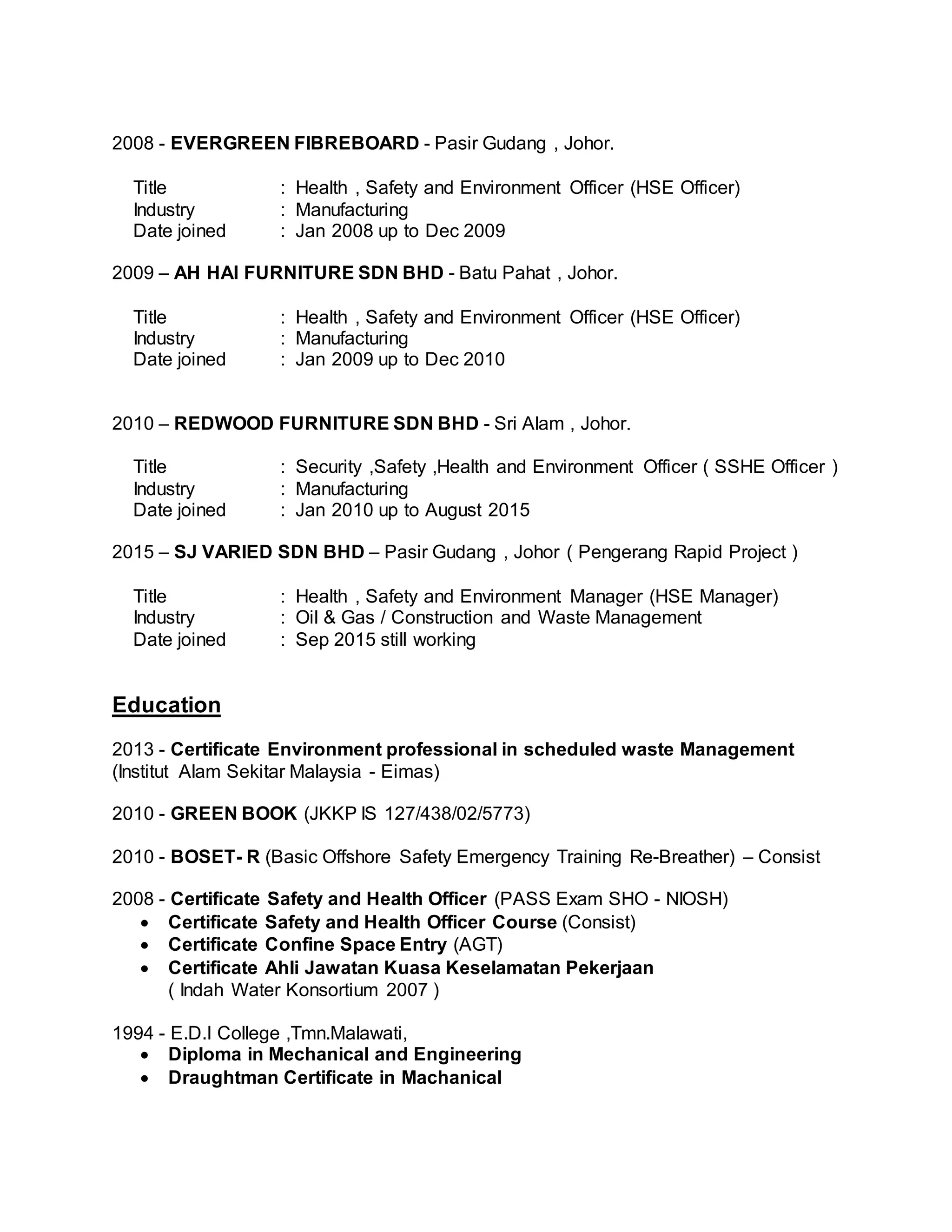 RESUME RAZALI - NEW | DOCX | Business Utilities | Business