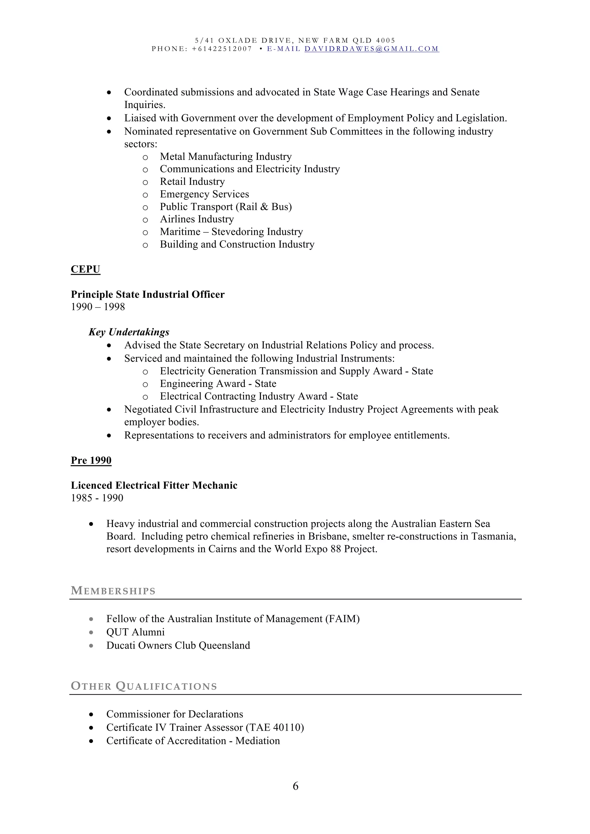 David Dawes CV Jan 2017 | PDF