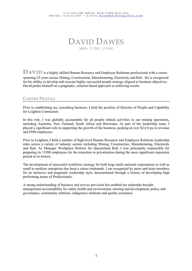 David Dawes CV Jan 2017 | PDF