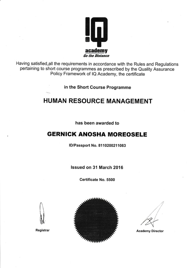 HR Certificate | PDF