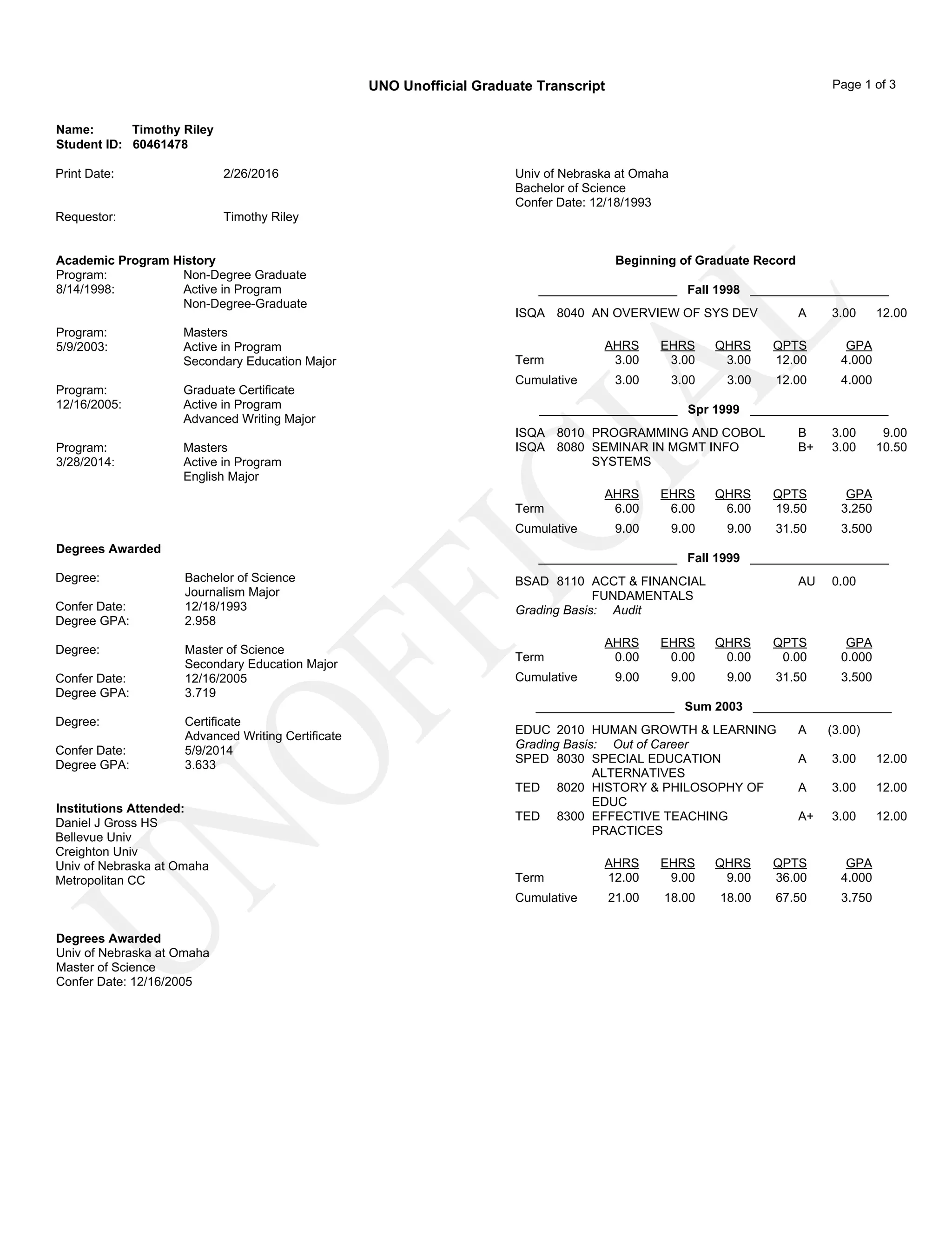 Riley.unofficial UNO transcripts | PDF