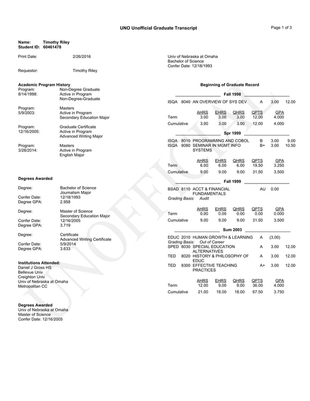 Riley.unofficial UNO transcripts | PDF