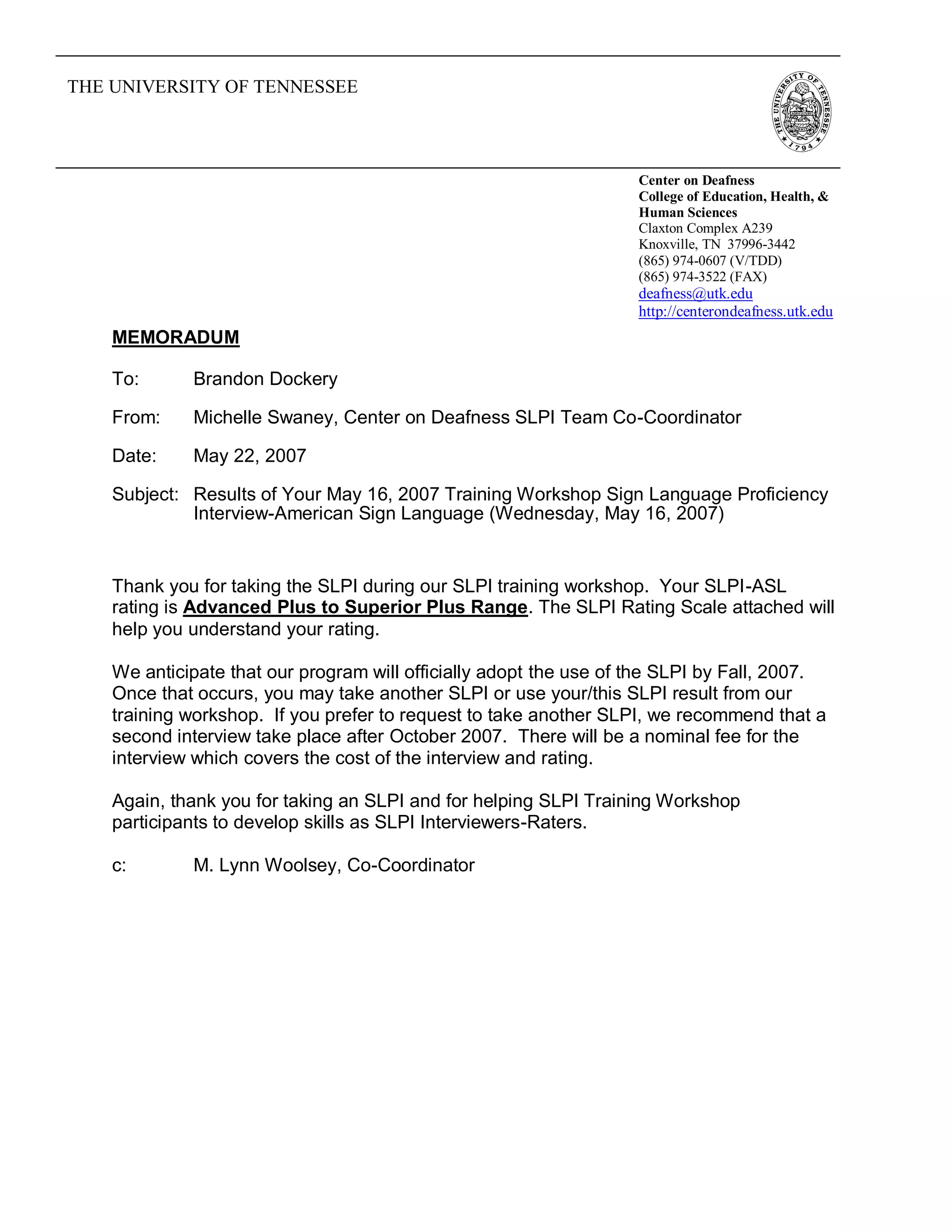 SLPI-ASL Rating - Brandon Dockery | PDF
