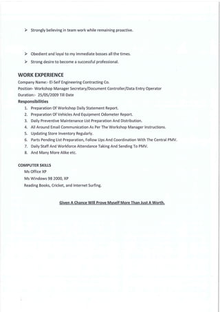 Secretary Document Controller Data Entry Clerk | PDF