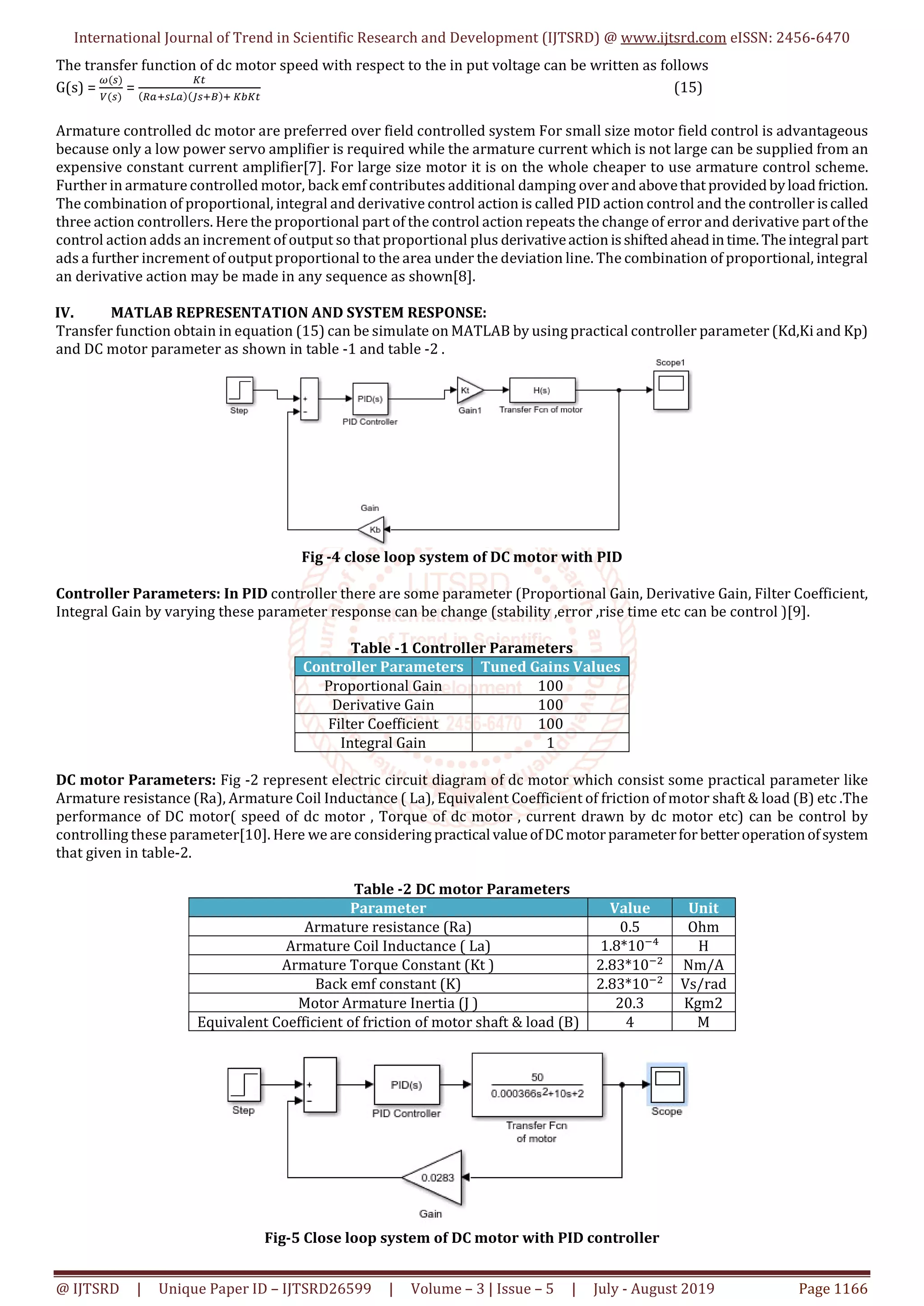 Speed Control of DC Motor using PID Controller for Industrial Application | PDF