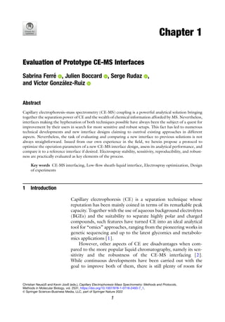 Capillary Electrophoresismass Spectrometry Methods And Protocols ...