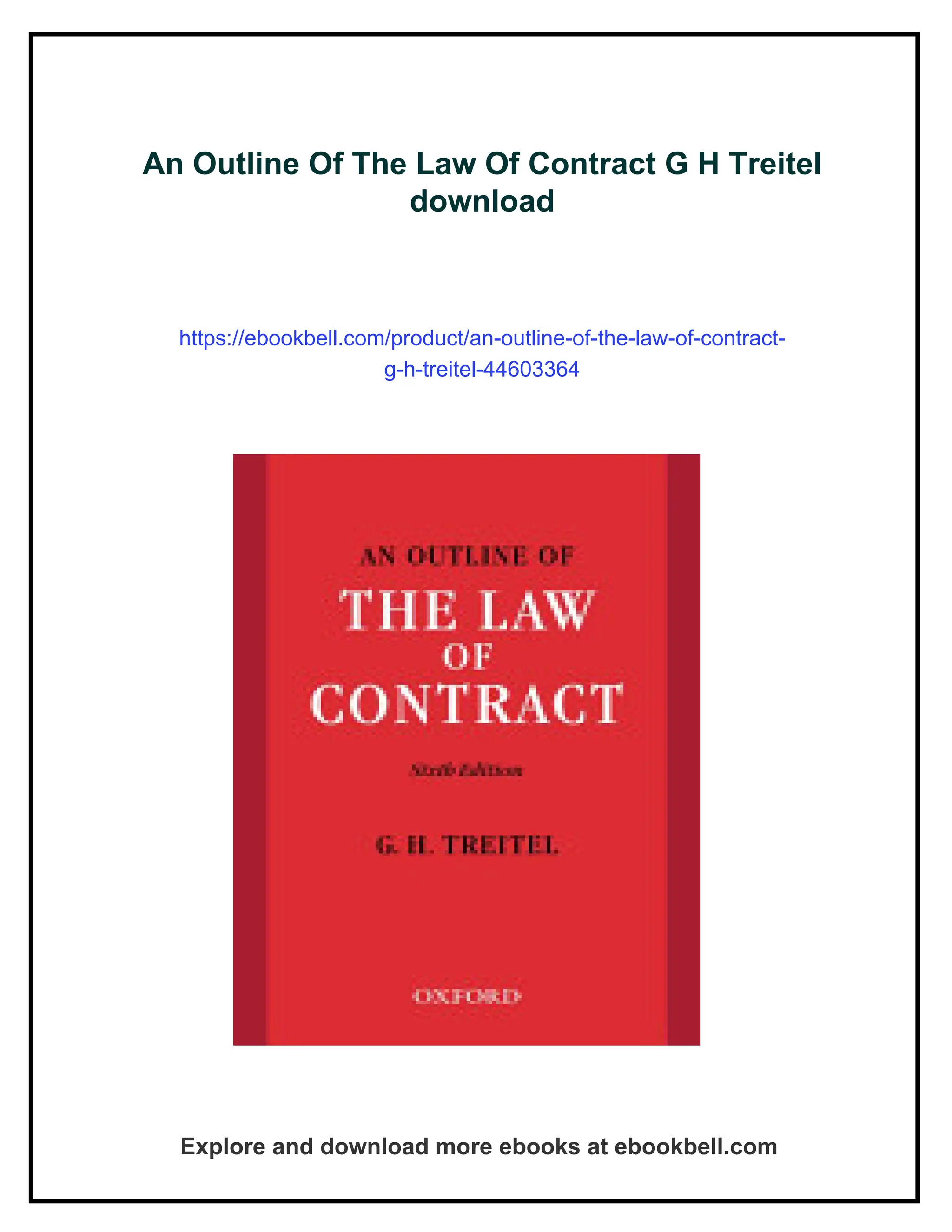 An Outline Of The Law Of Contract G H Treitel | PDF