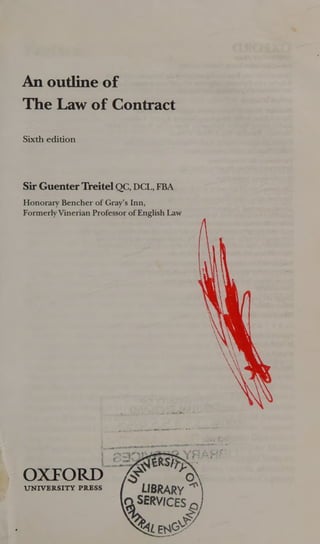 An Outline Of The Law Of Contract G H Treitel | PDF