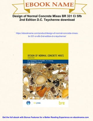 Design of Normal Concrete Mixes BR 331 Ci Sfb 2nd Edition D.C ...
