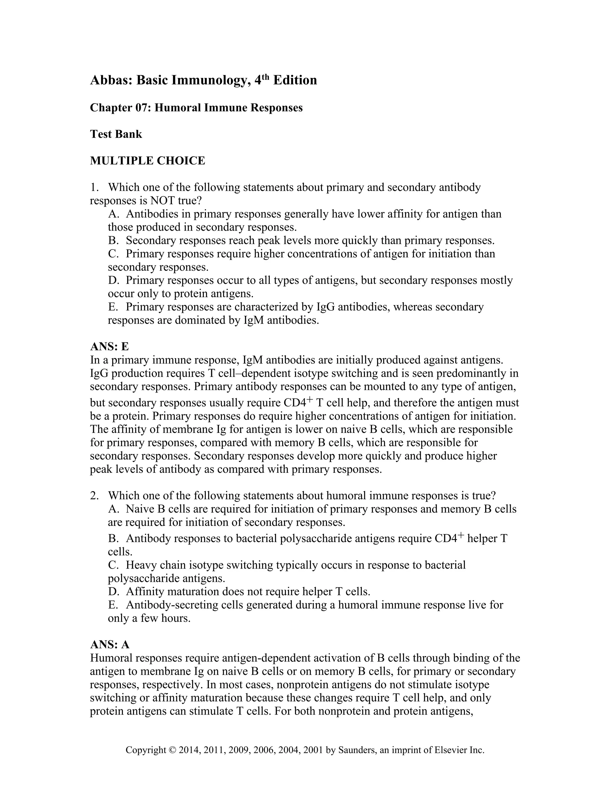 Basic Immunology Functions and Disorders of the Immune System 4th ...