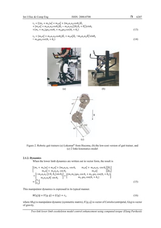 Two-link lower limb exoskeleton model control enhancement using ...