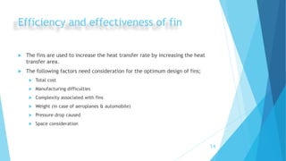 Conduction - Extended Surface - fins | PPTX | Physics | Science