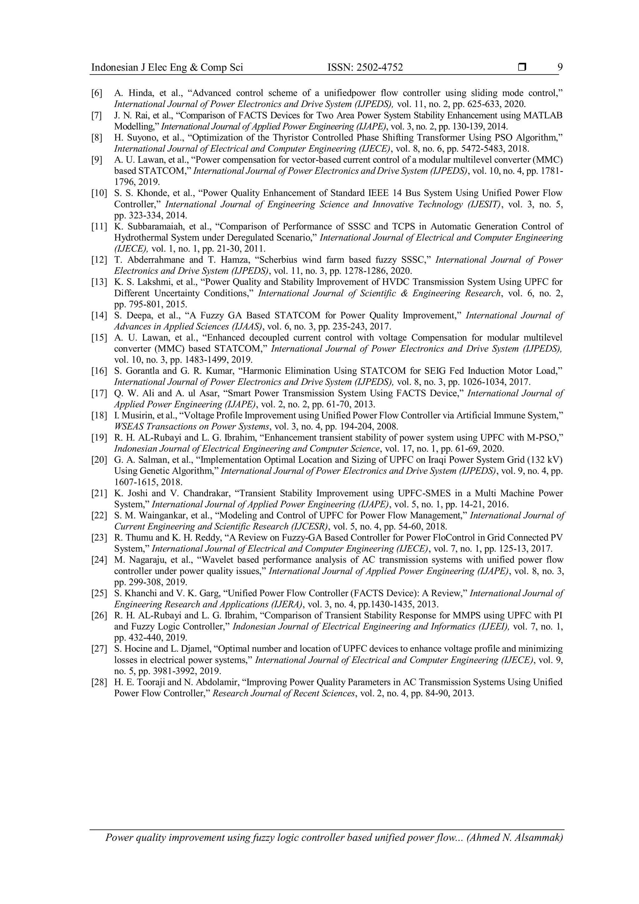 Power quality improvement using fuzzy logic controller based unified ... Power quality improvement using fuzzy logic controller based unified ...