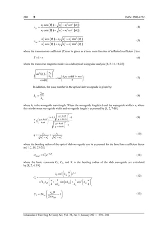 An analytical method with numerical results to be used in the design of optical slab waveguides ...