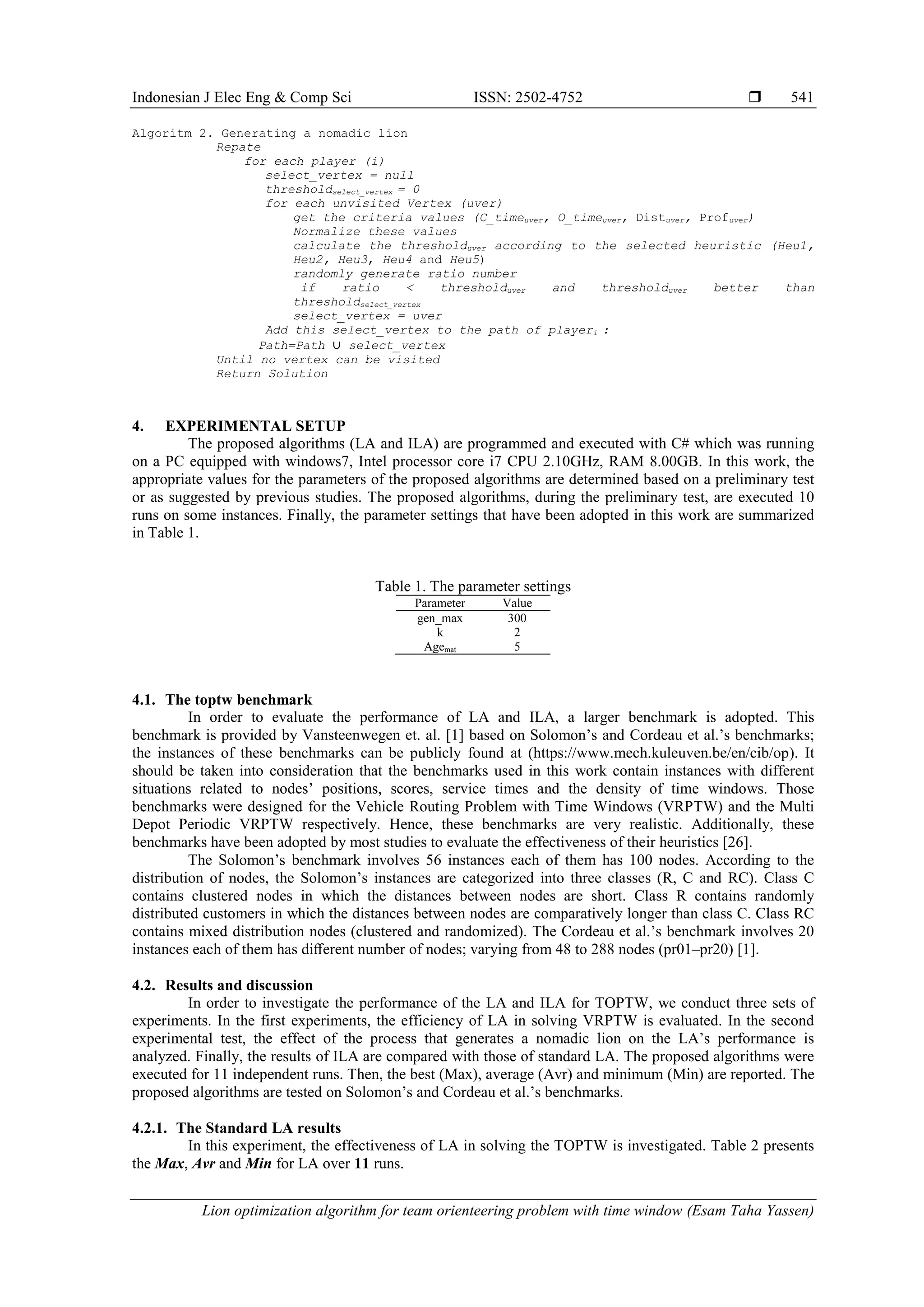 Lion optimization algorithm for team orienteering problem with time window | PDF