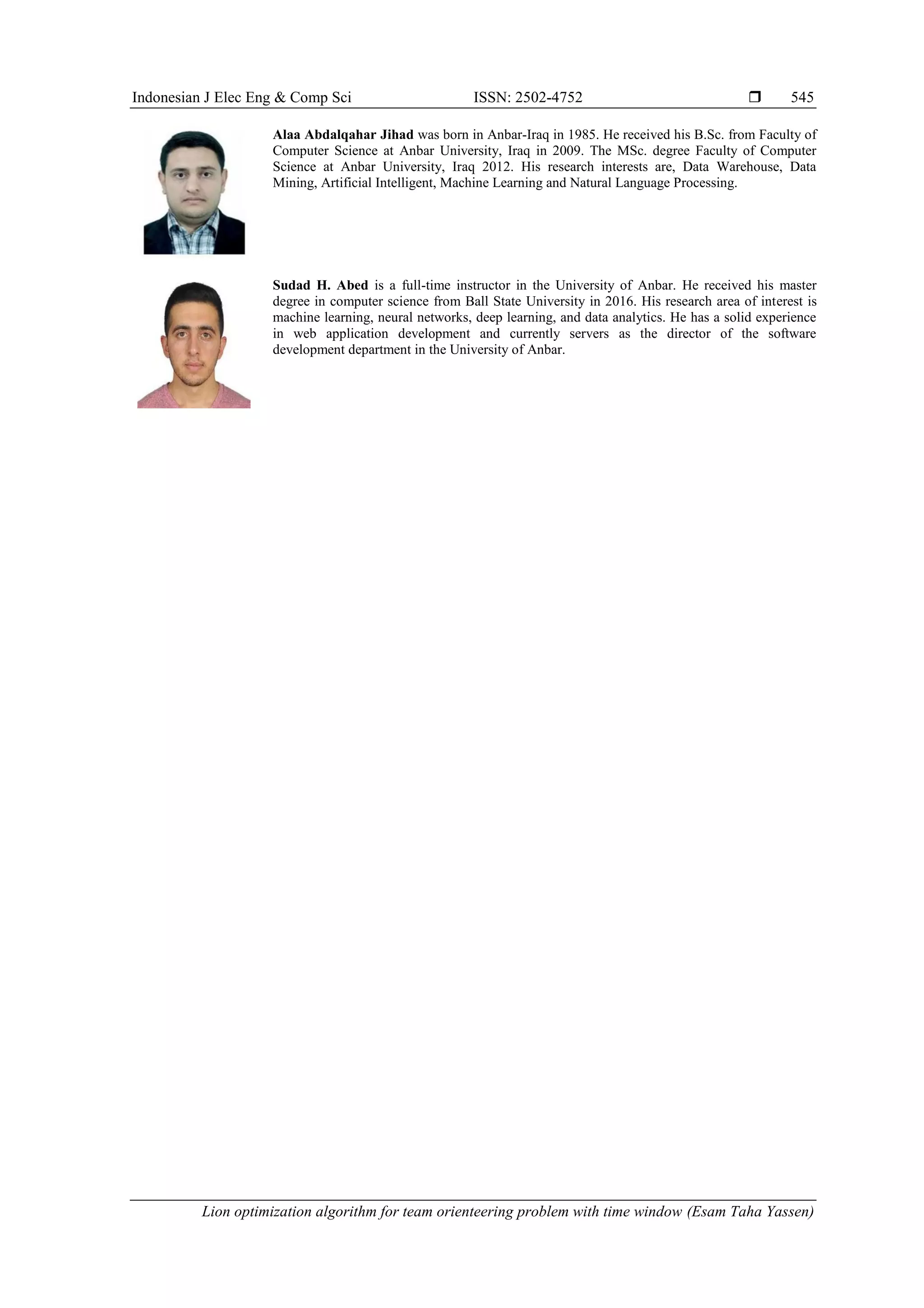 Lion optimization algorithm for team orienteering problem with time window | PDF