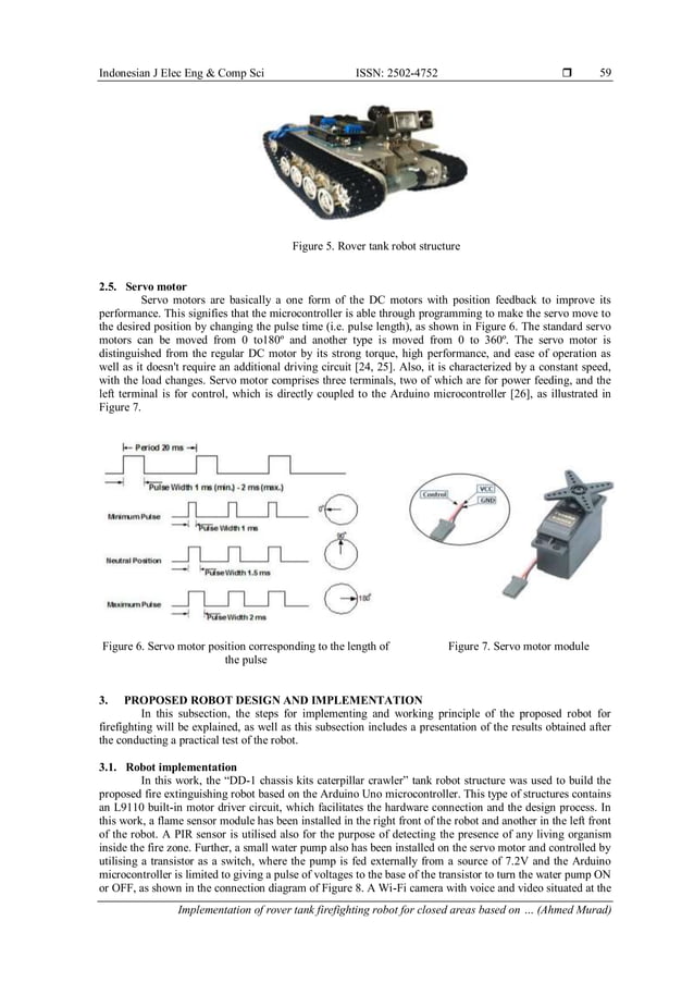 Implementation of rover tank firefighting robot for closed areas based on arduino ...
