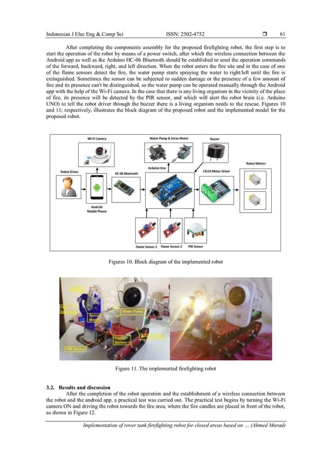 Implementation of rover tank firefighting robot for closed areas based ...