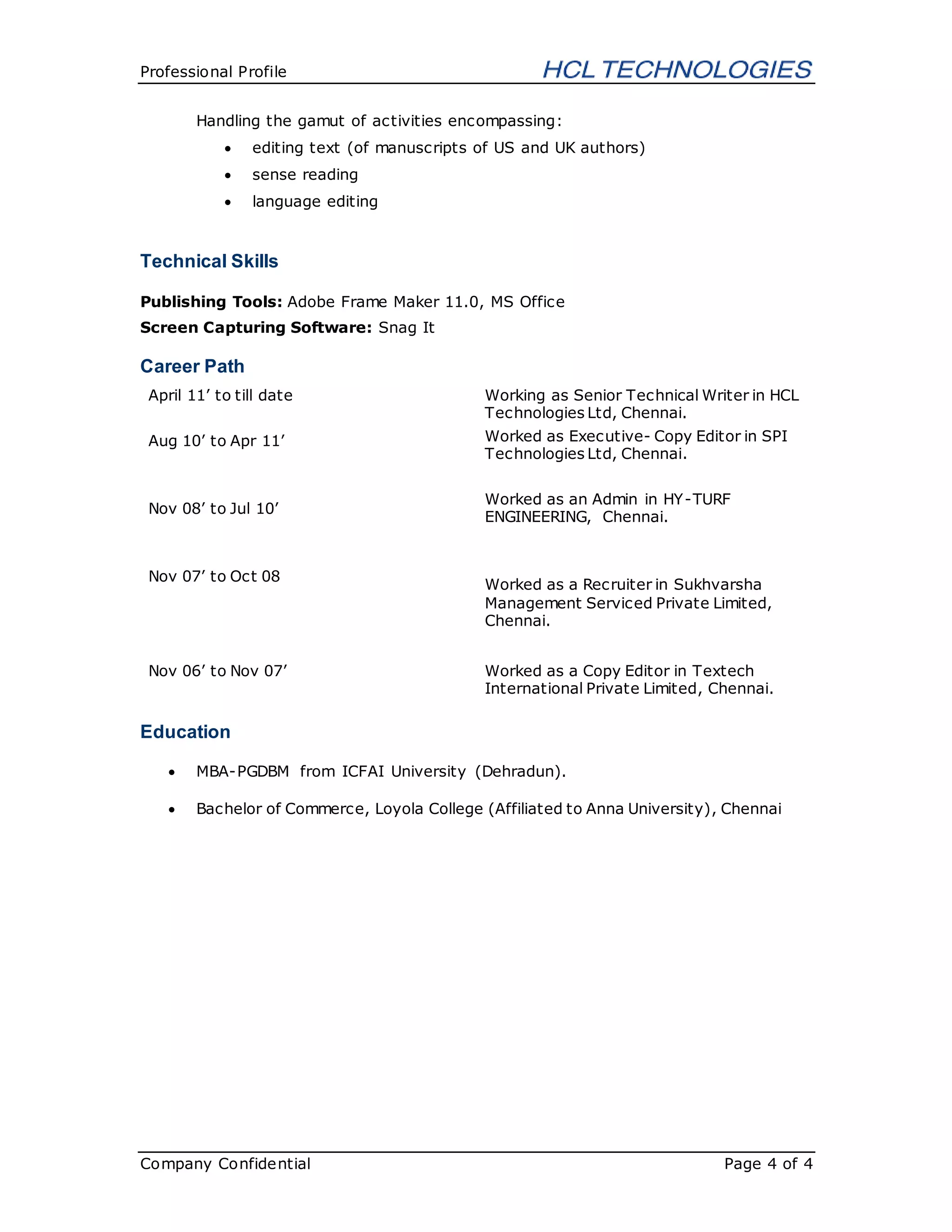 Professional Profile-Siddarth | PDF