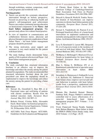 Effectiveness of Nurse Led Heart Failure Management Program on Quality of Life of Heart Failure ...