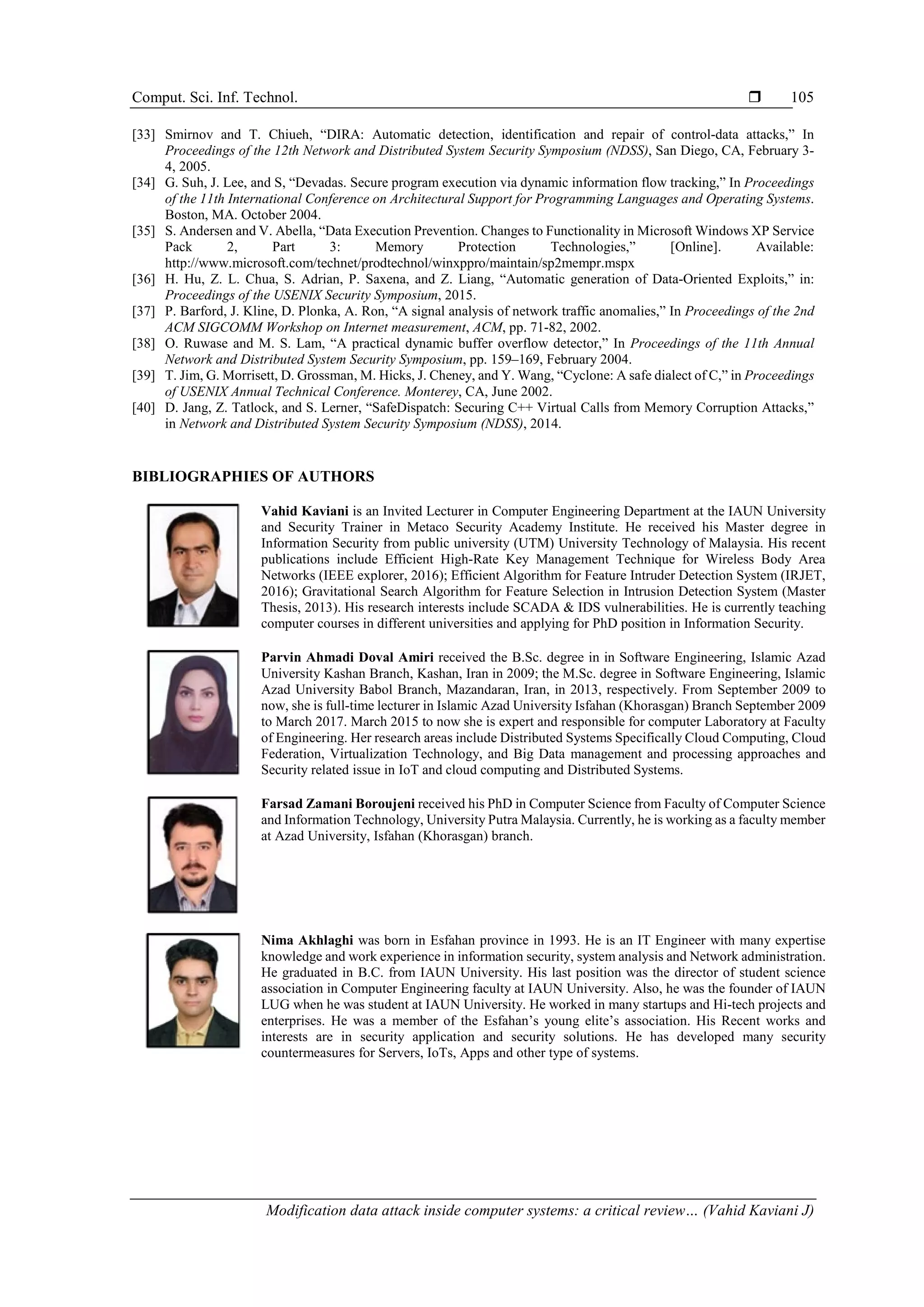 Modification data attack inside computer systems: A critical review | PDF