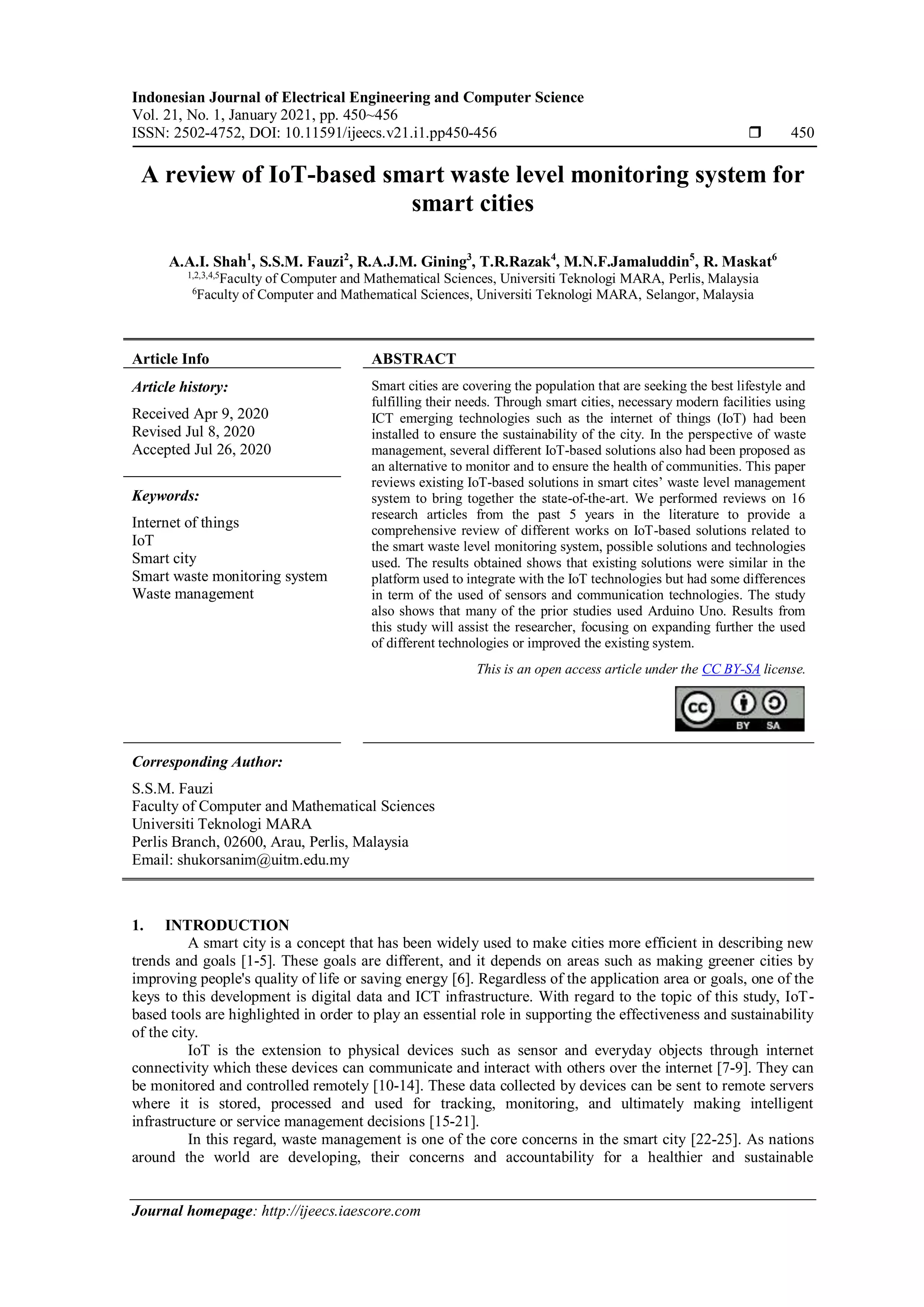 A review of IoT-based smart waste level monitoring system for smart ...