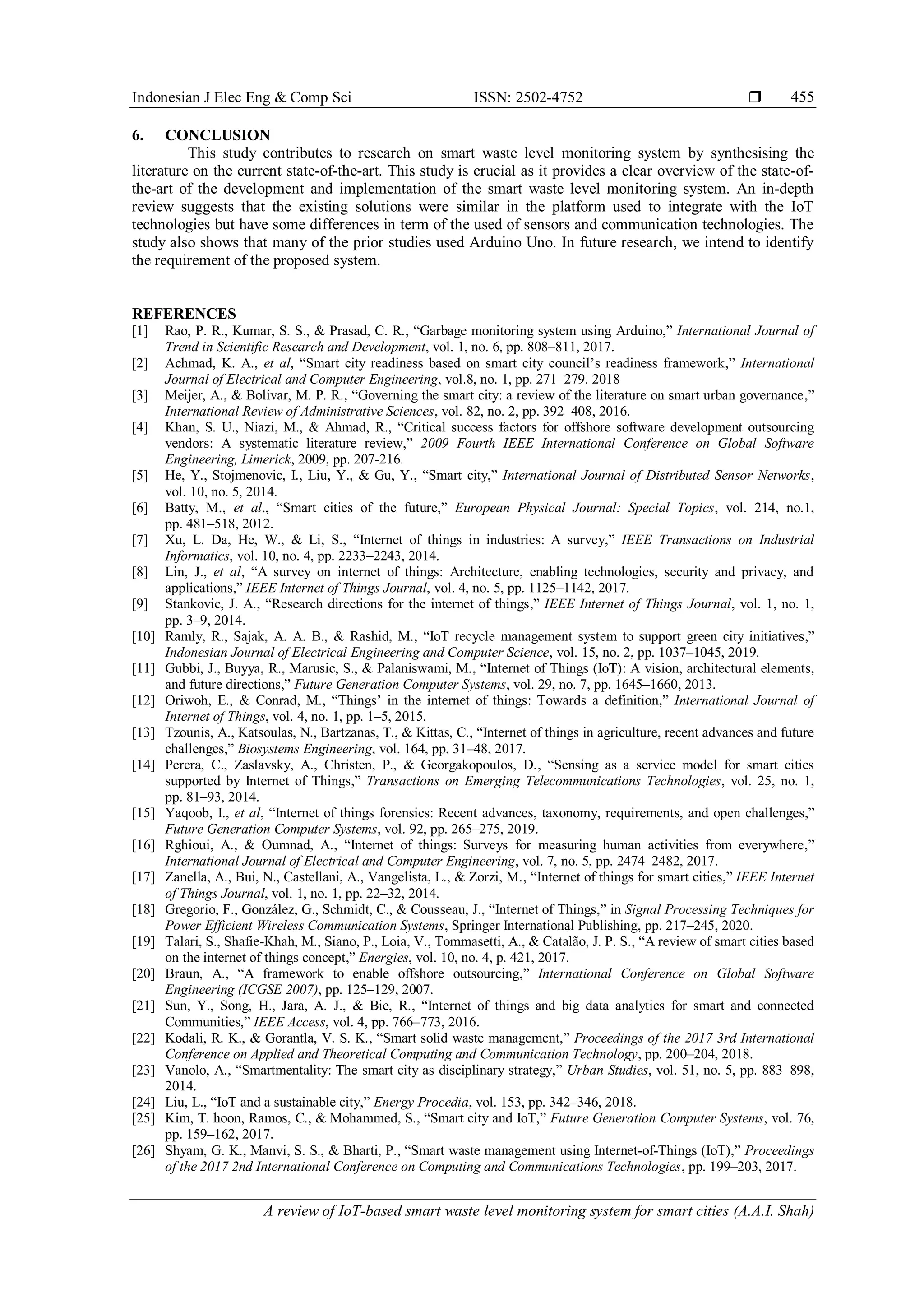 A review of IoT-based smart waste level monitoring system for smart ...