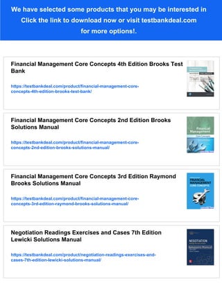 Financial Management Core Concepts 4th Edition Brooks Solutions Manual ...