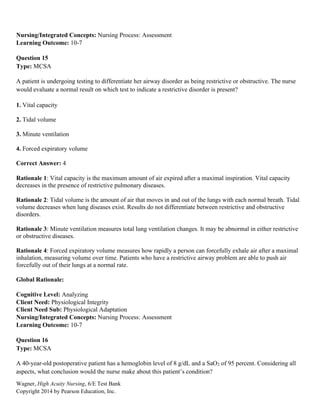 High Acuity Nursing 6th Edition Wagner Test Bank | PDF