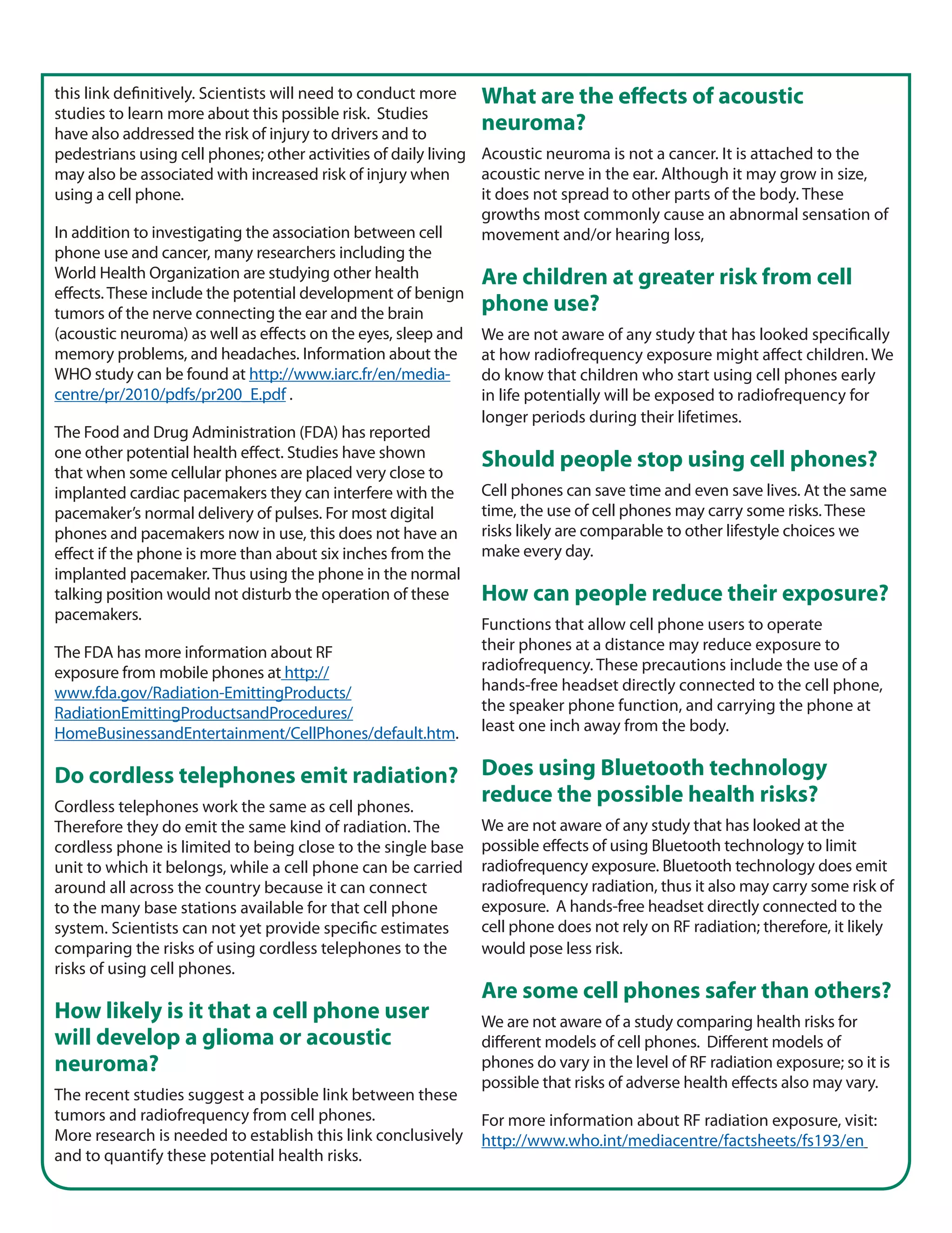 Frequently Asked Questions about Cell Phones and Your Health | PDF ...
