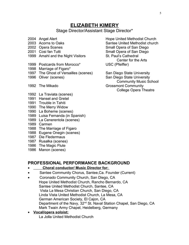 ELIZABETH KIMERY RESUME no address | PDF