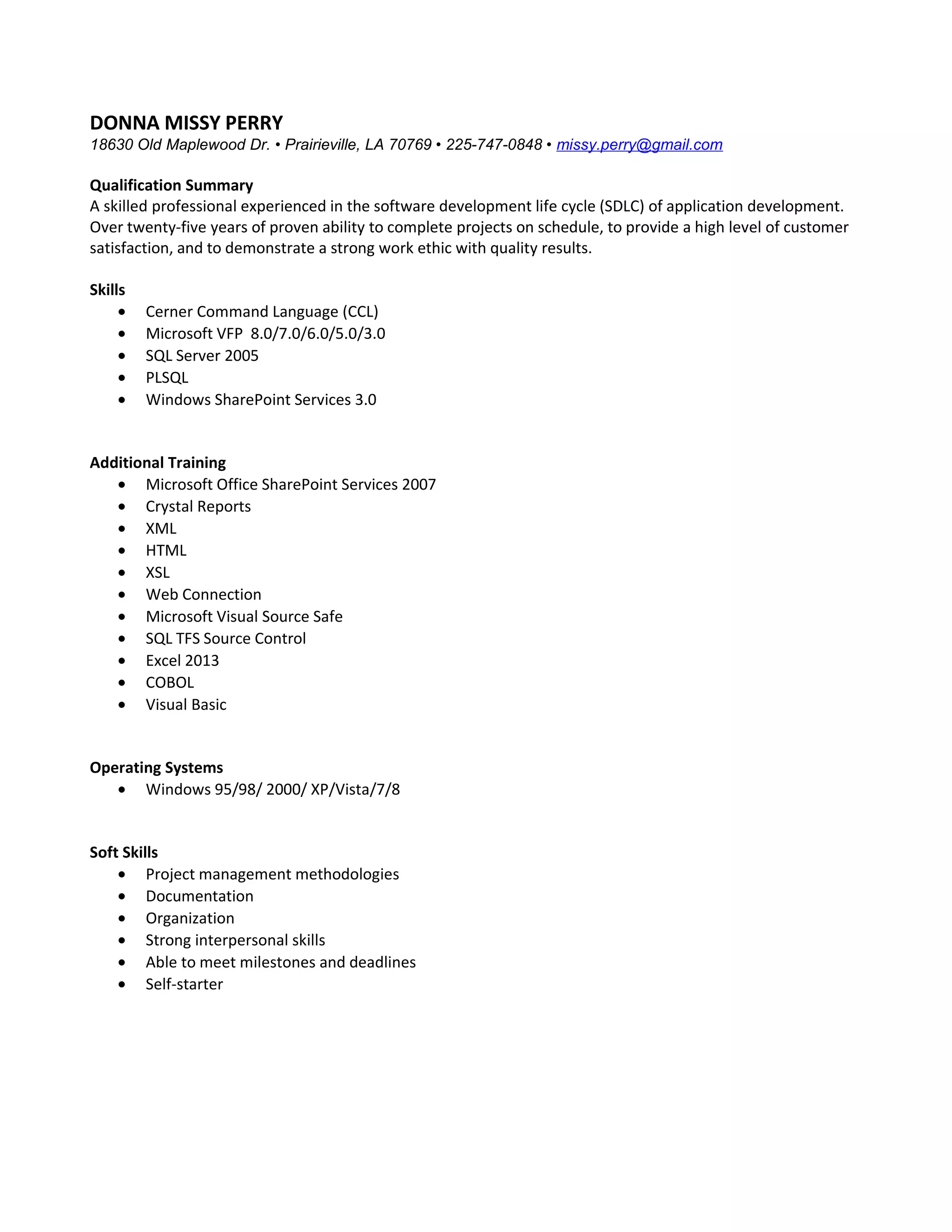 Missy Perry Resume | DOC