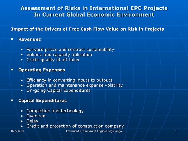 Assessment of Risks in International EPC Projects Reference Current ...
