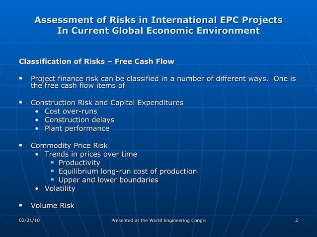 Assessment of Risks in International EPC Projects Reference Current ...
