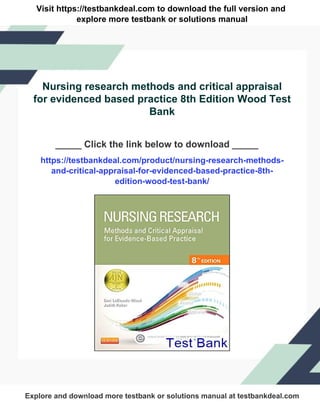 Nursing research methods and critical appraisal for evidenced based ...