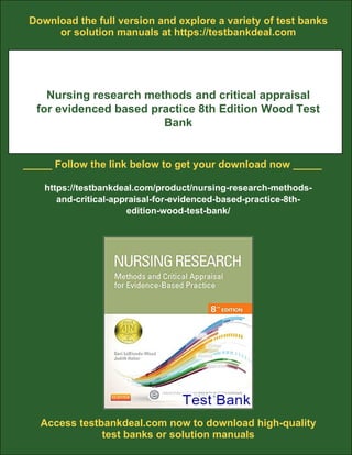 Nursing research methods and critical appraisal for evidenced based ...
