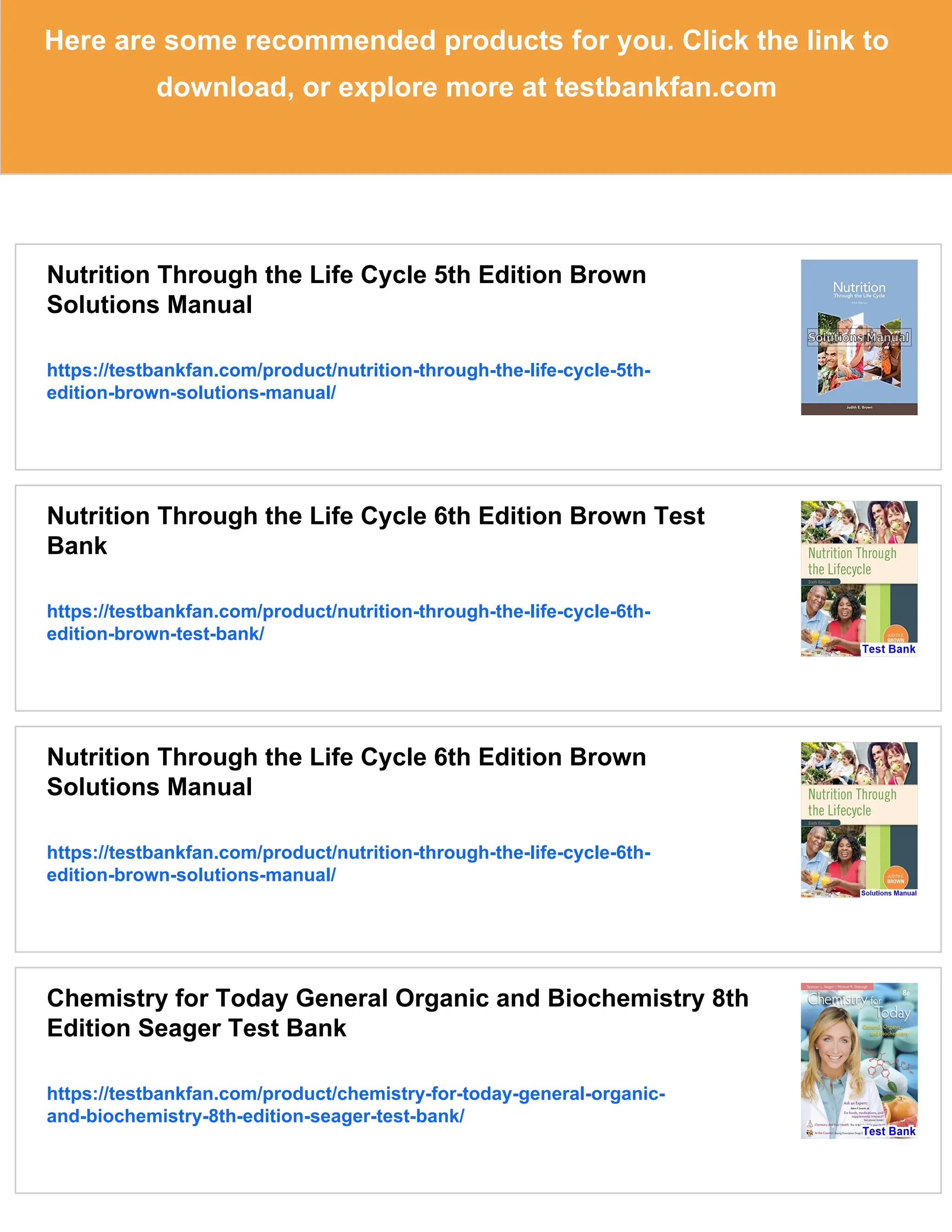 Nutrition Through the Life Cycle 5th Edition Brown Test Bank | PDF