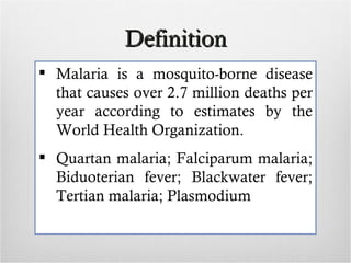 Malaria | PPT | Infectious Diseases | Diseases and Conditions