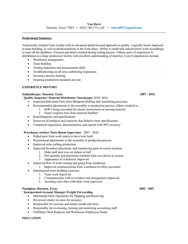 Van Davis Resume DOC | DOC