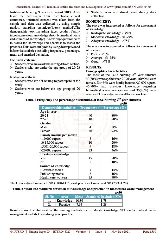 A Study to Assess the Knowledge and Practice among B.Sc Nursing ...