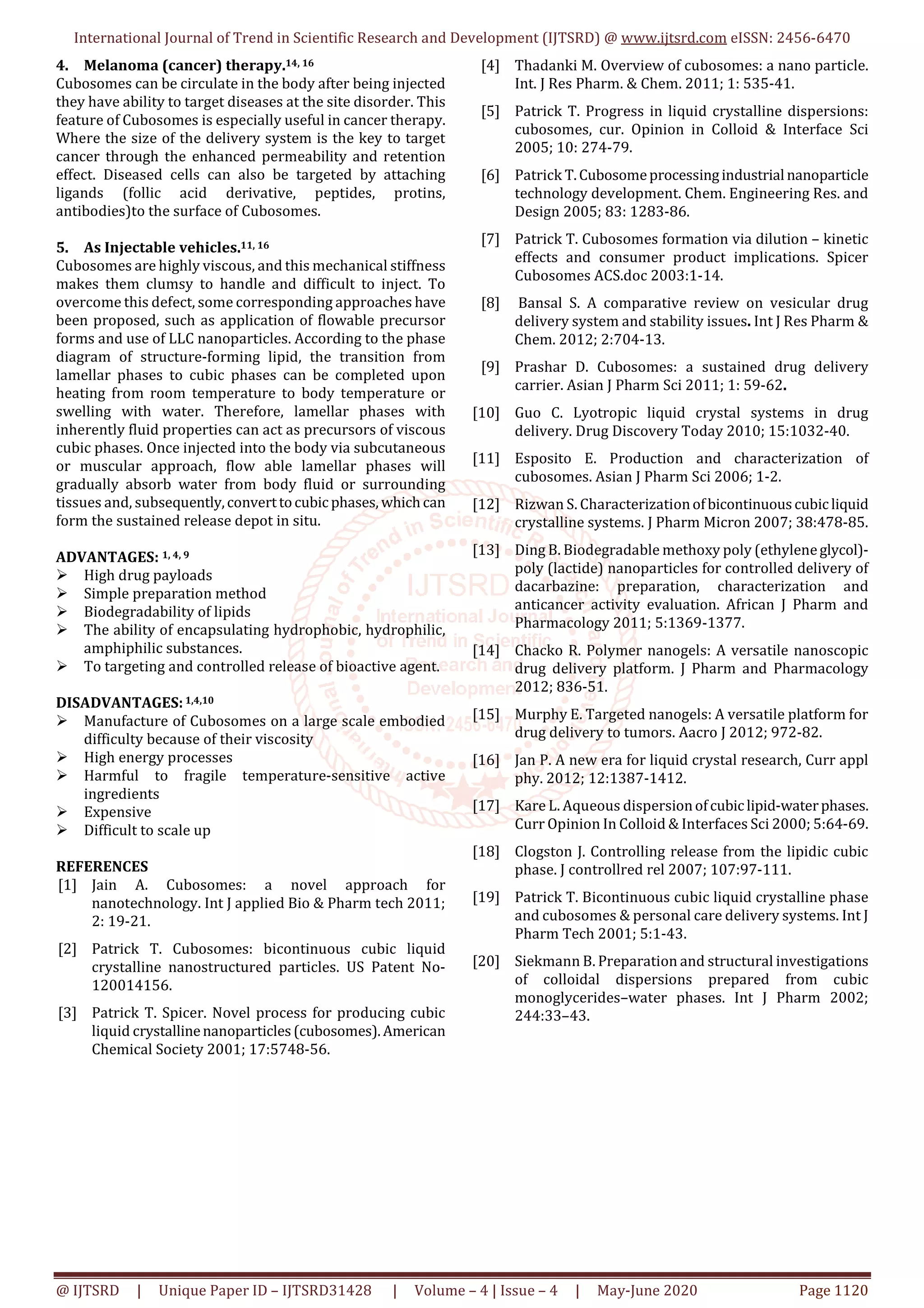 Cubosome - A Review | PDF