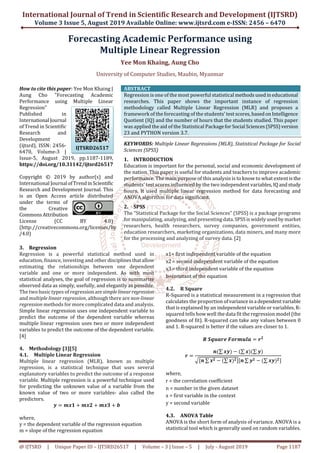 Forecasting Academic Performance using Multiple Linear Regression | PDF