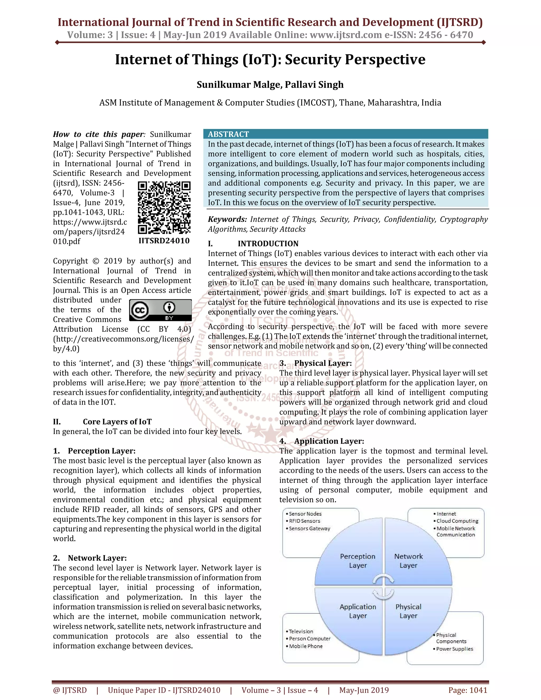 Internet of Things IoT Security Perspective | PDF