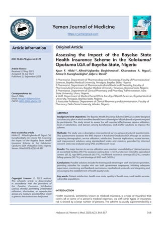 Assessing the Impact of the Bayelsa State Health Insurance Scheme in ...