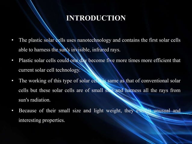 INFRARED PLASTIC SOLAR CELLS | PPT