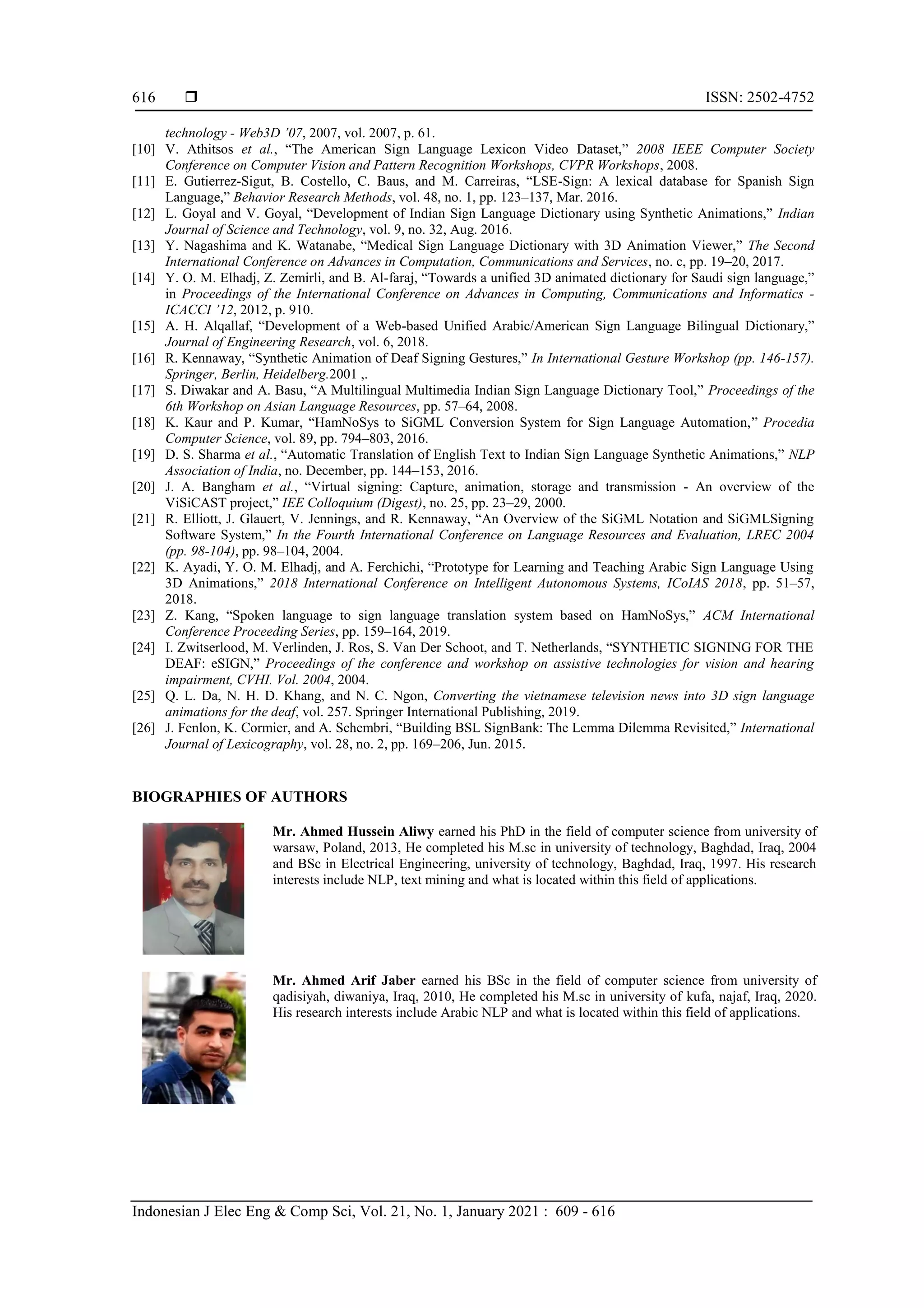 Development of arabic sign language dictionary using 3D avatar technologies | PDF