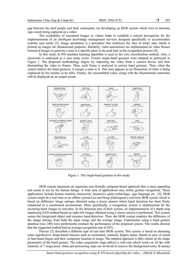 Smart hand gestures recognition using K-NN based algorithm for video annotation purposes | PDF ...