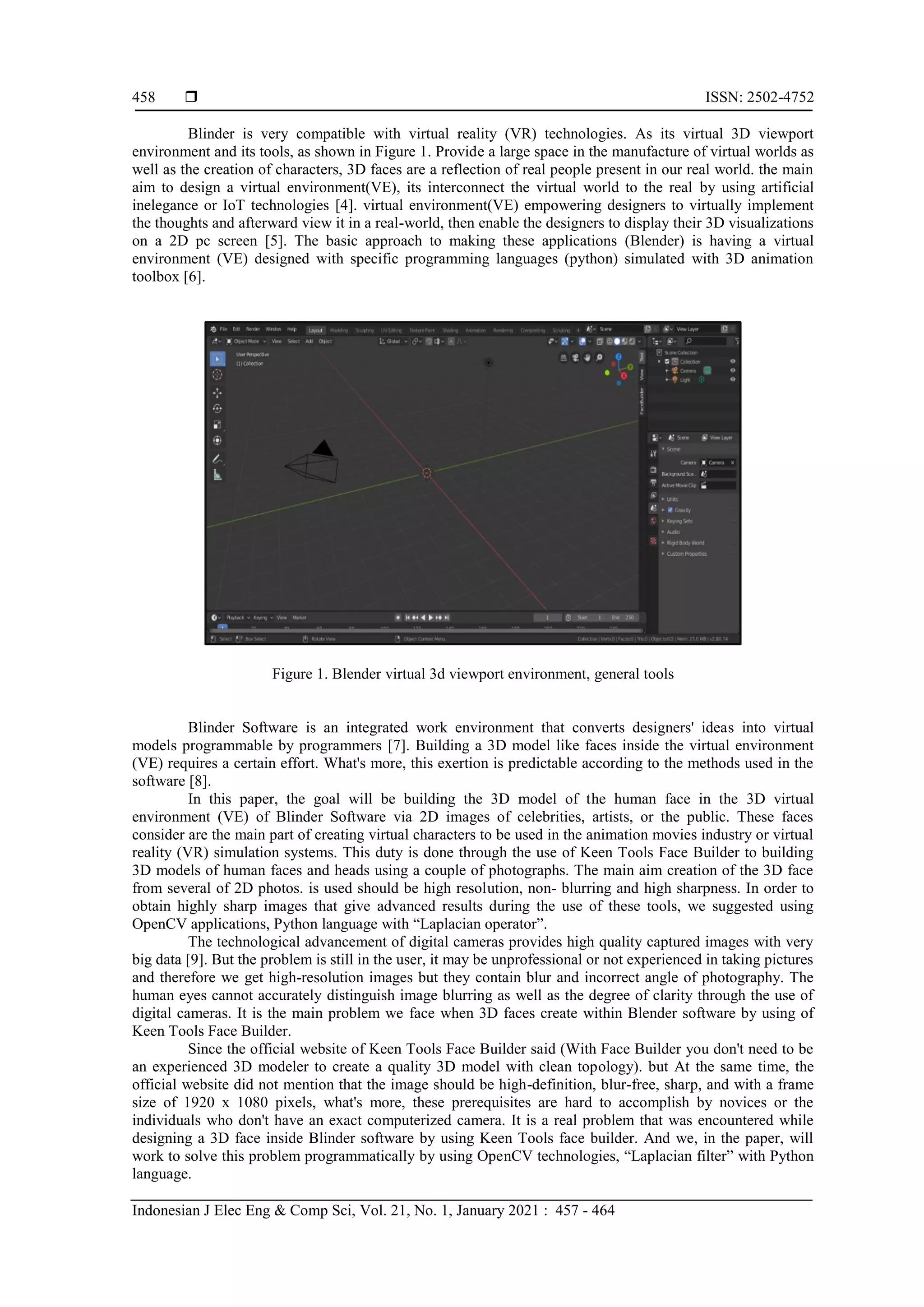 3D face creation via 2D images within blender virtual environment | PDF