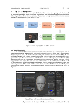 3D face creation via 2D images within blender virtual environment | PDF